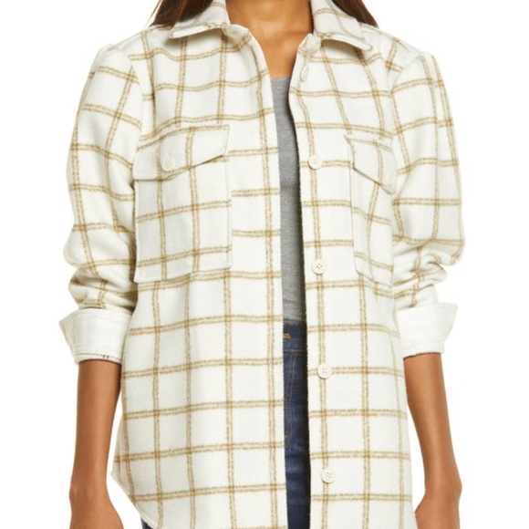 Treasure & Bond | Jackets & Coats | Treasure Bond Plaid Puff Sleeve ...